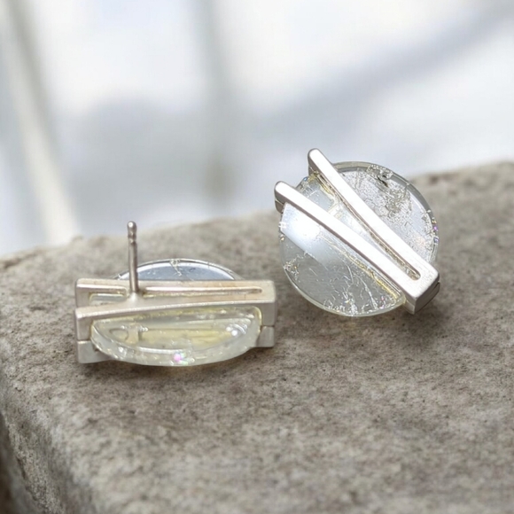925 Sterling Silver | Jewelry | Modern Geometric Clear Disc Earrings ...